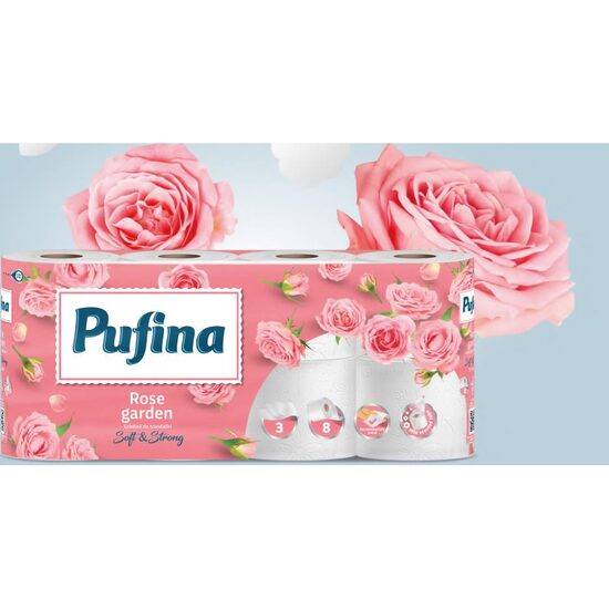 Hartie igienica Pufina Rose Garden 3 straturi *8 role - Dorsan